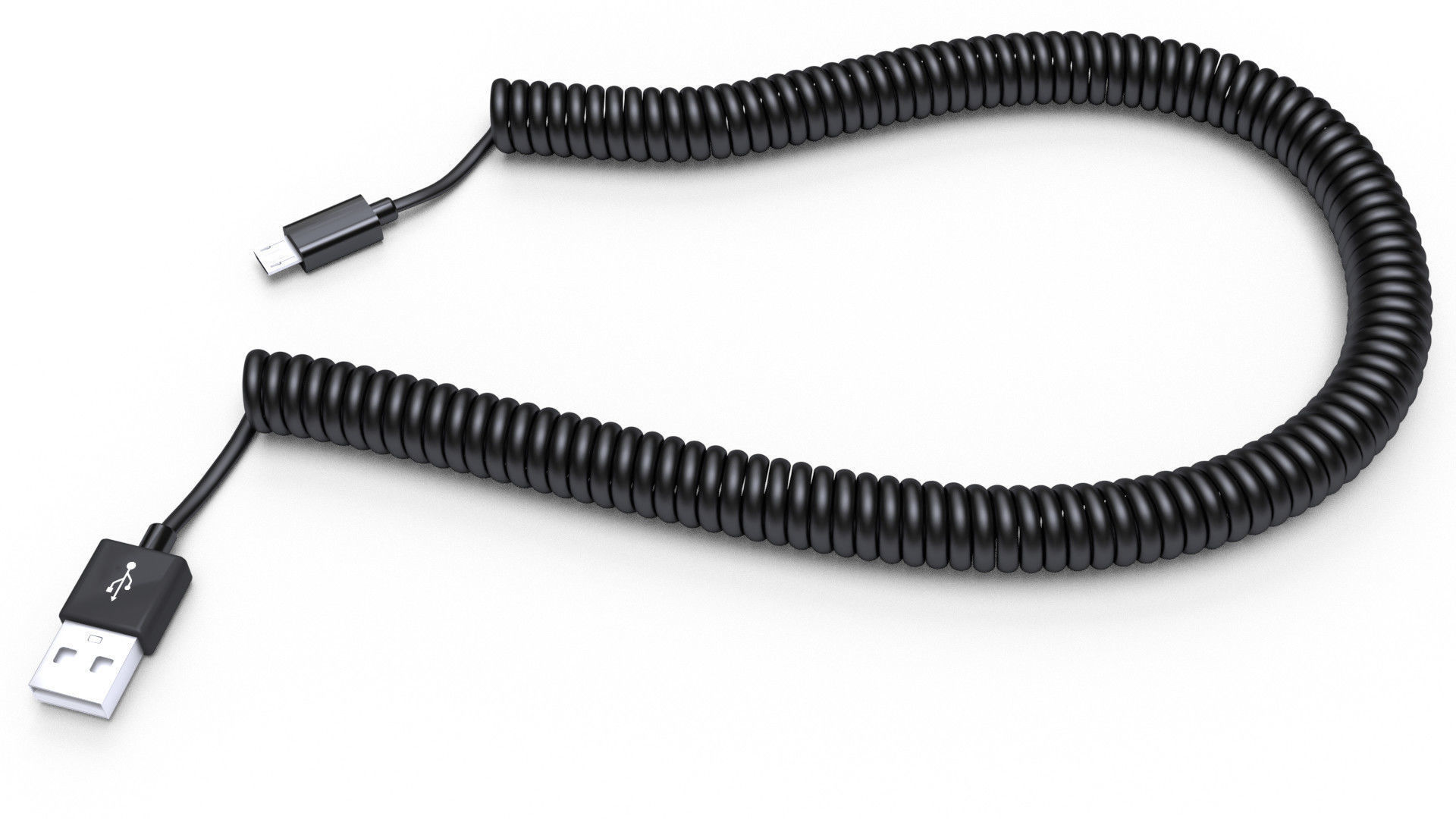 Coiled USB cable 3D model | CGTrader
