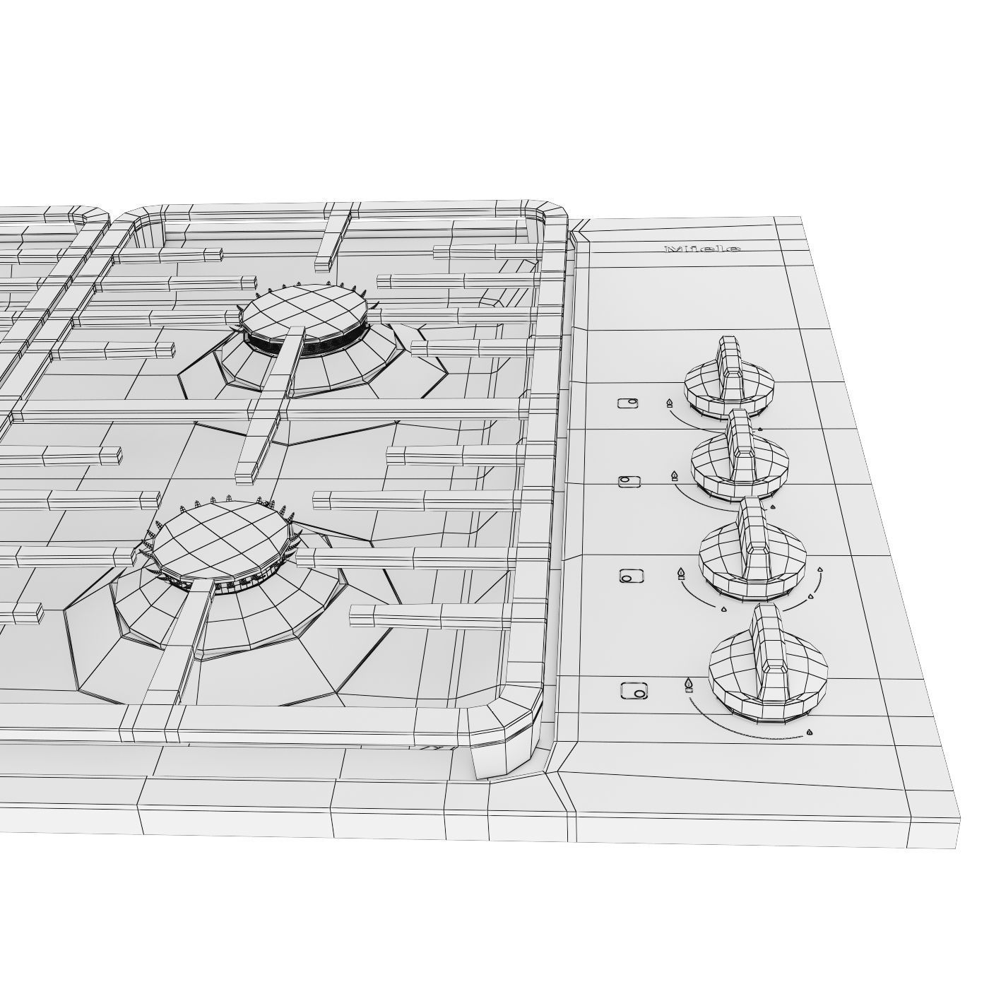 Cooktop Miele 4 burner KM 3465 G and range hood 3D model | CGTrader