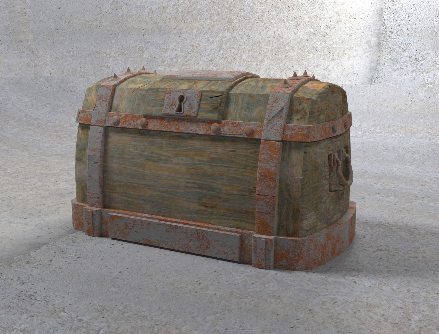 3D model Old rusty chest VR / AR / low-poly OBJ FBX STL BLEND UASSET
