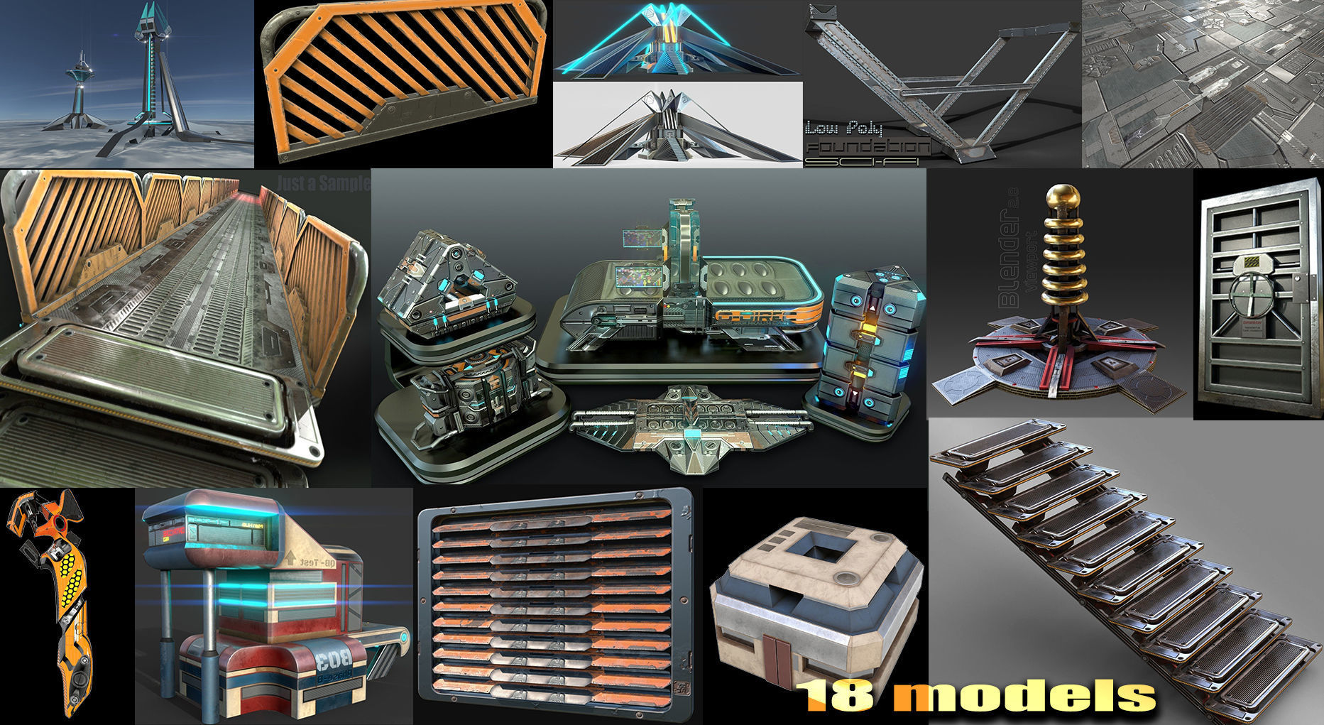 Cyberpunk architectural - construction - sci fi collection VR / AR ...