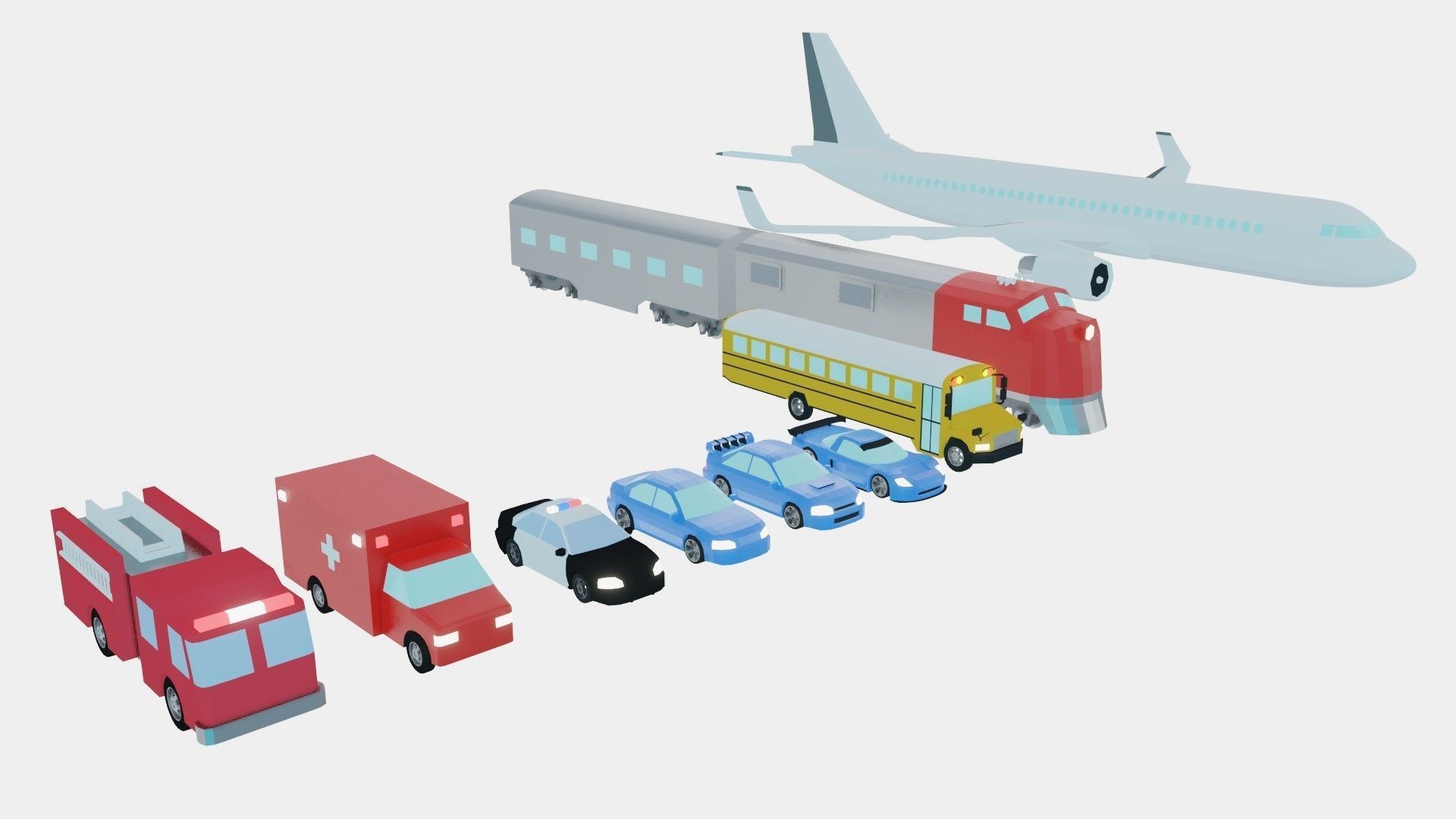3D model Simple Vehicles Traffic Transport Pack VR / AR / low-poly ...