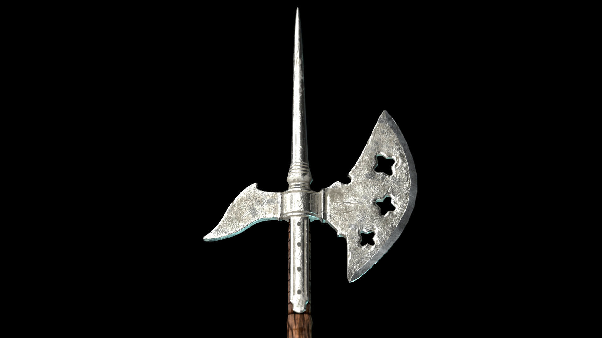 3D model Halberd PBR Low Poly pair of swords and spears VR / AR / low ...