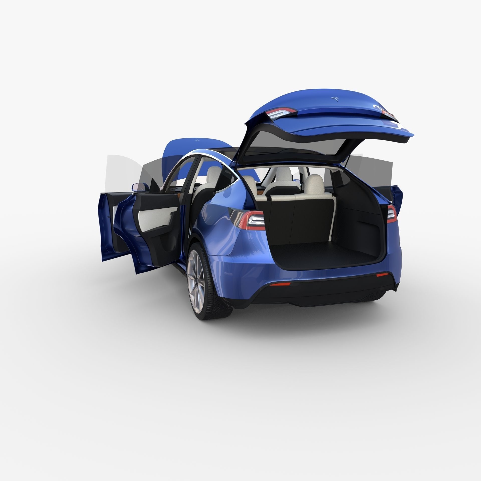 Tesla Model Y Blue with interior 3D model | CGTrader