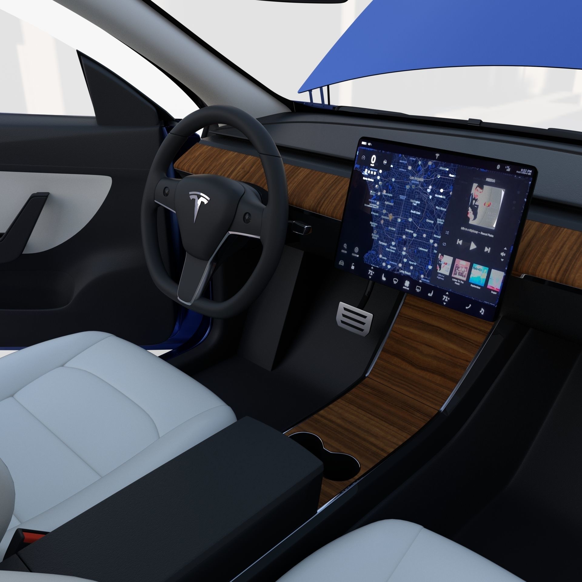 Tesla Model Y Blue with interior 3D model | CGTrader