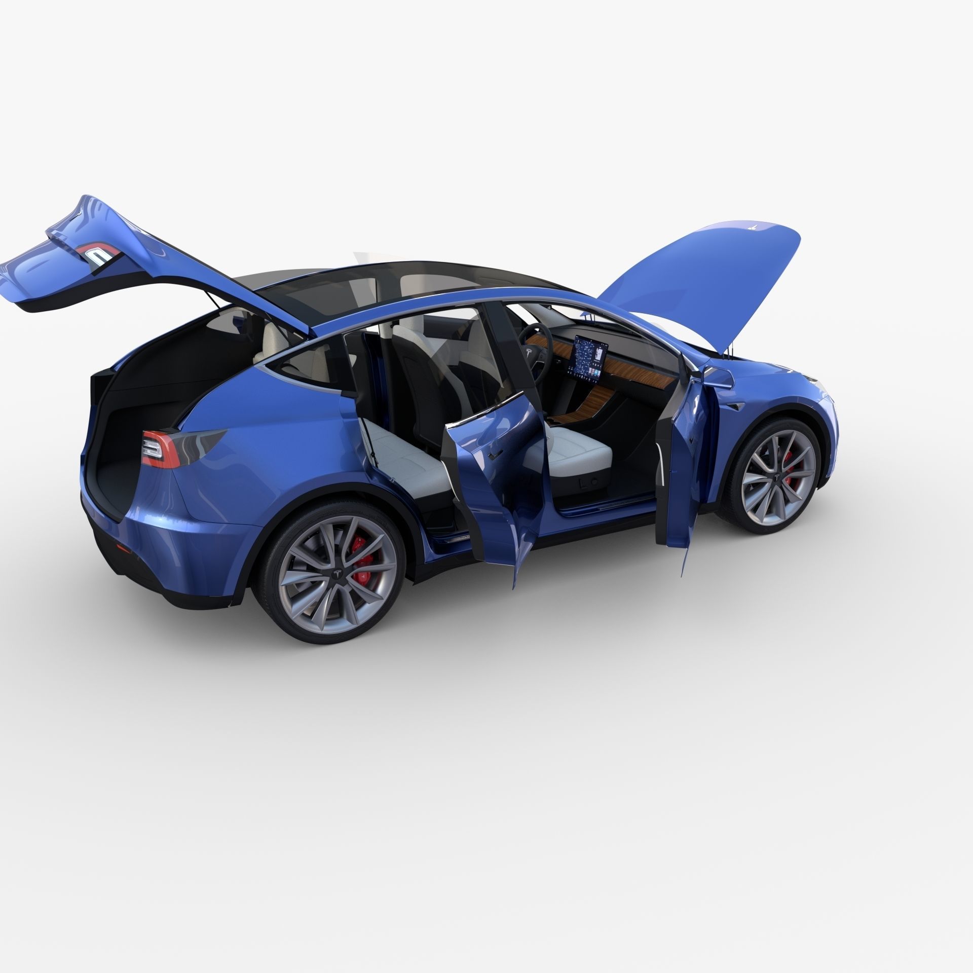 Tesla Model Y Blue with interior 3D model | CGTrader