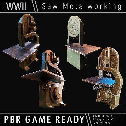3D model Saw Metalworking Machine WWII VR / AR / low-poly | CGTrader