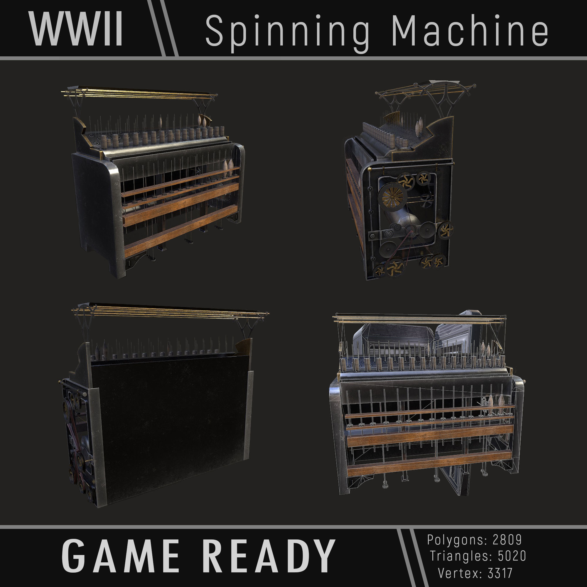 3D model Spinning machine WWII VR / AR / low-poly | CGTrader
