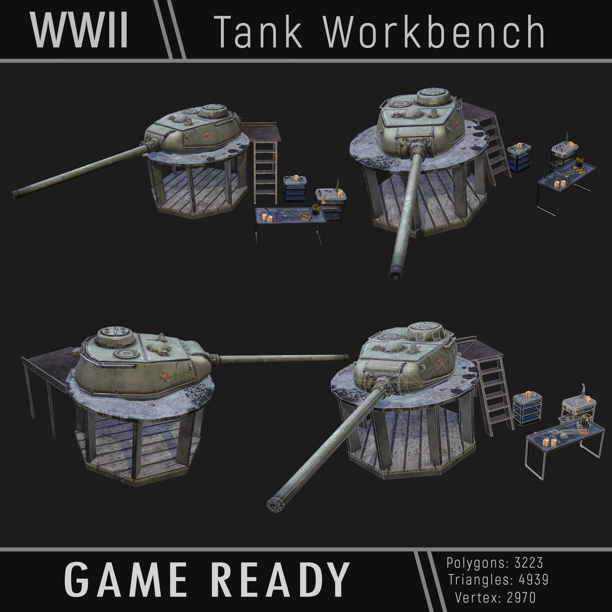 3D model Tank workbench WWII VR / AR / low-poly | CGTrader