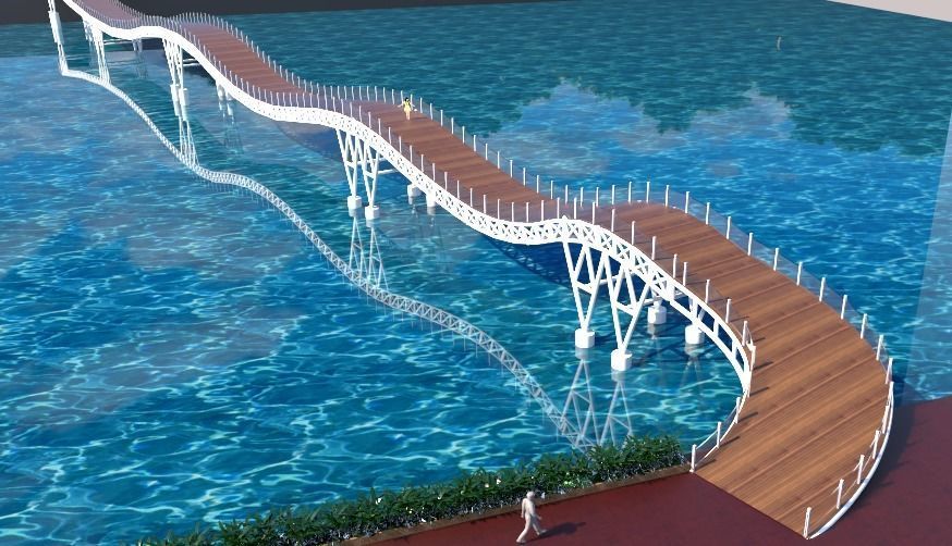 Sanya Wave bending Bridge 3D model | CGTrader