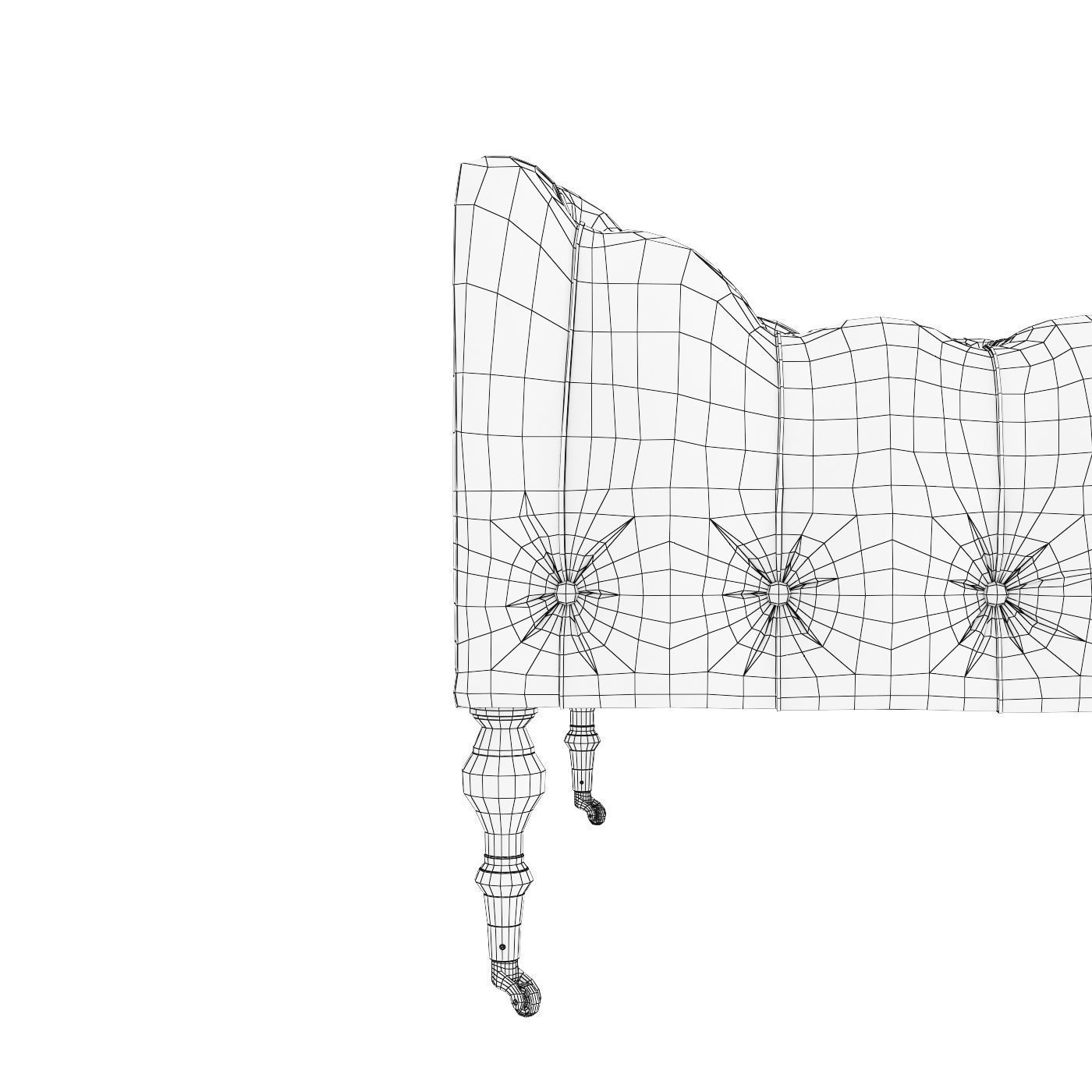 Tufted Chesterfield Leather Bench 3D model | CGTrader