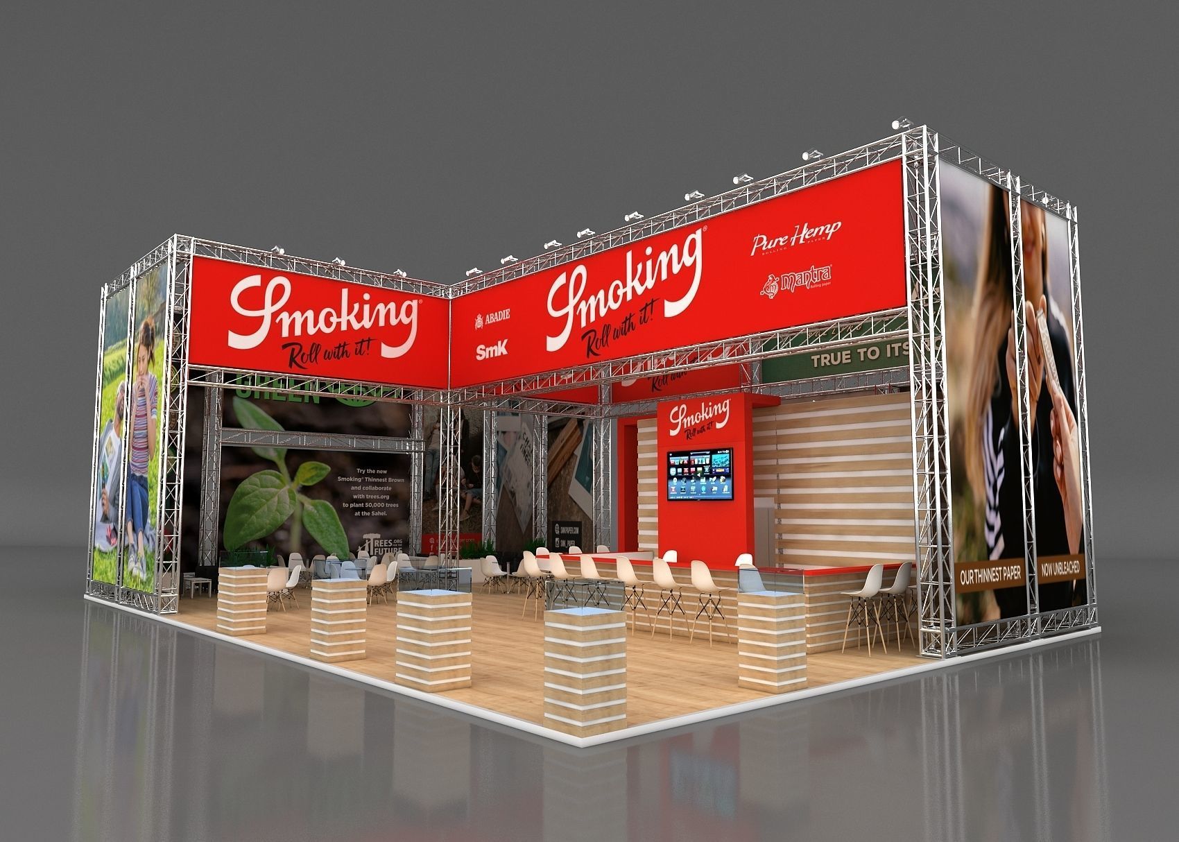 Exhibition Stand Stall 17x11m Height 700 cm 4 Side Open 1