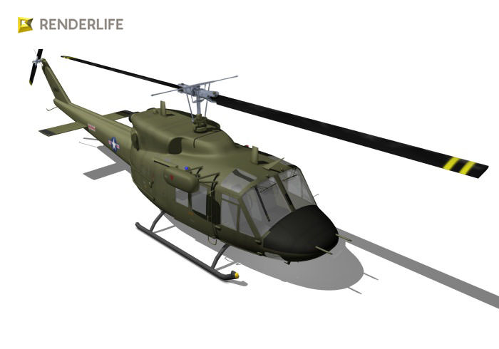 Huey Bell UH-1 helicopter 3D model | CGTrader