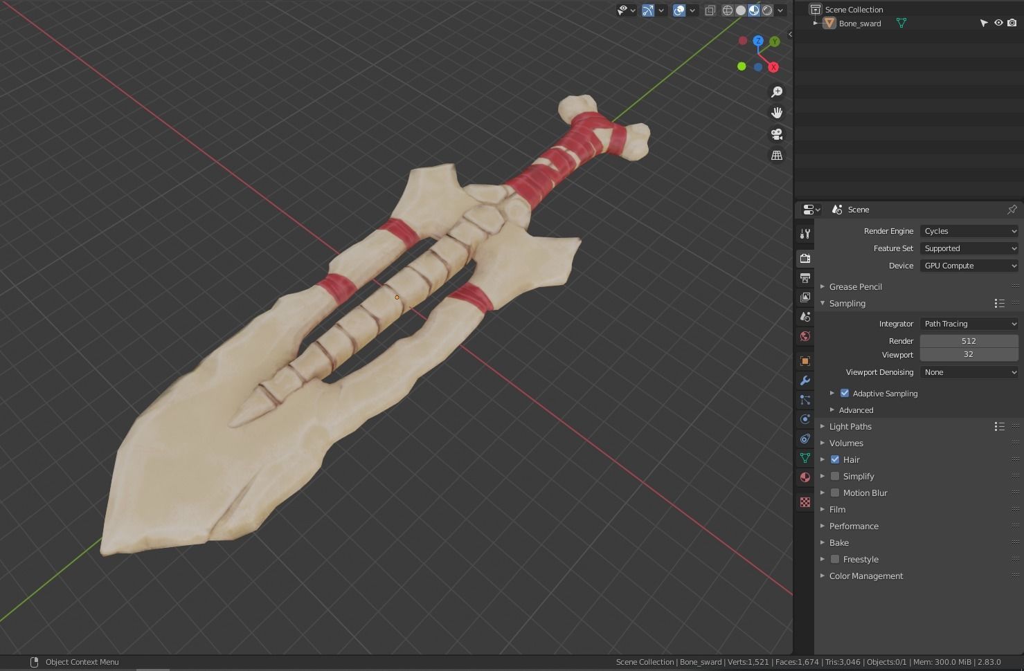 Bone sword free 3D model | CGTrader