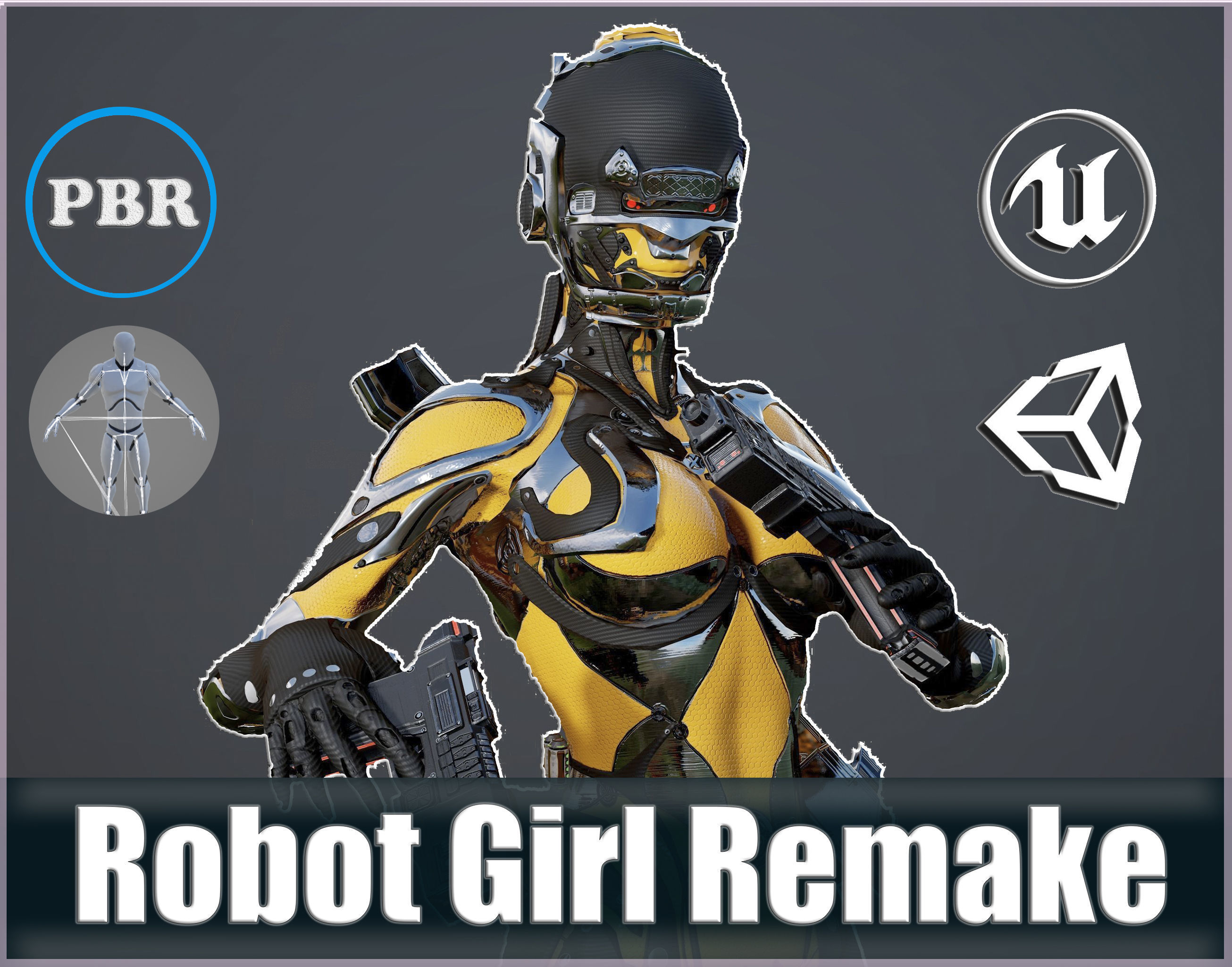 3D model Robot Girl Remake VR / AR / low-poly rigged | CGTrader