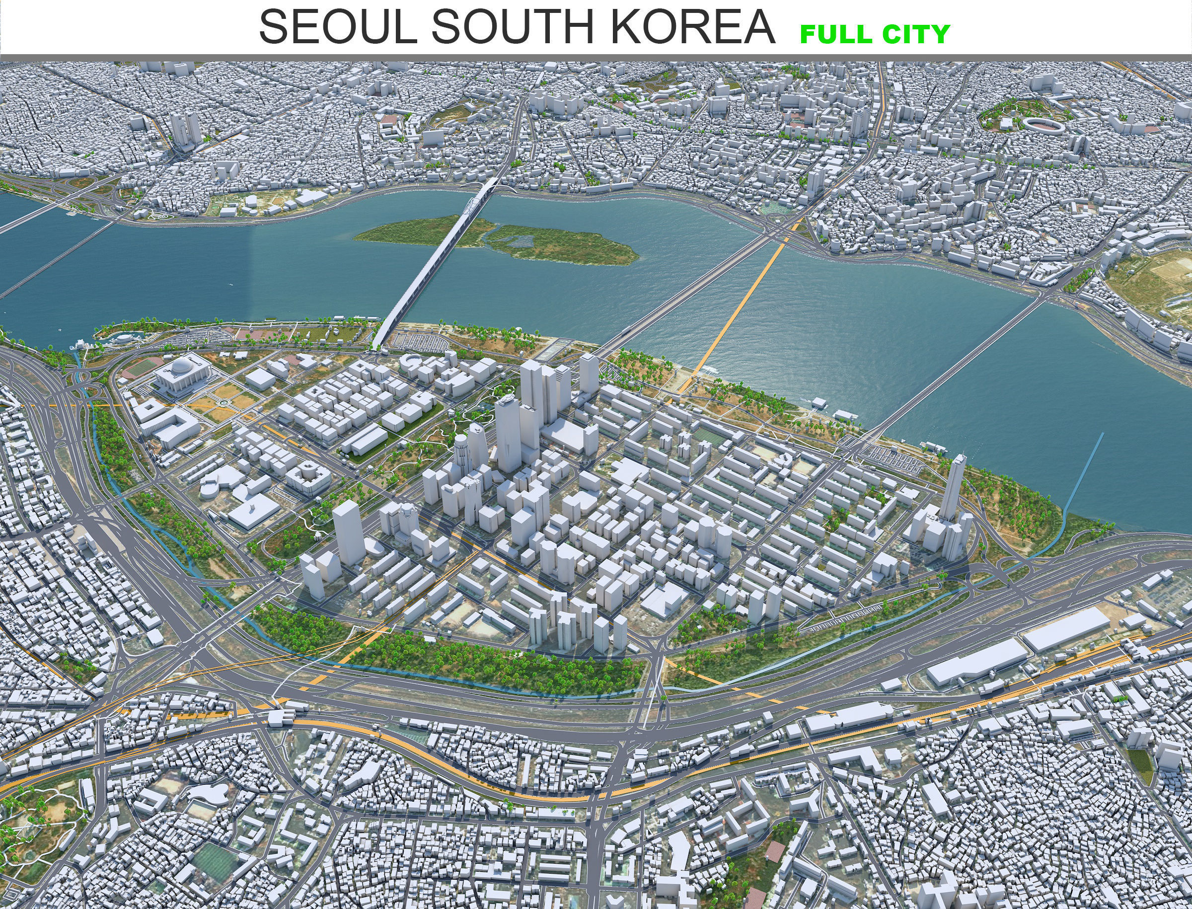 3D model Seoul City in South Korea VR / AR / low-poly | CGTrader