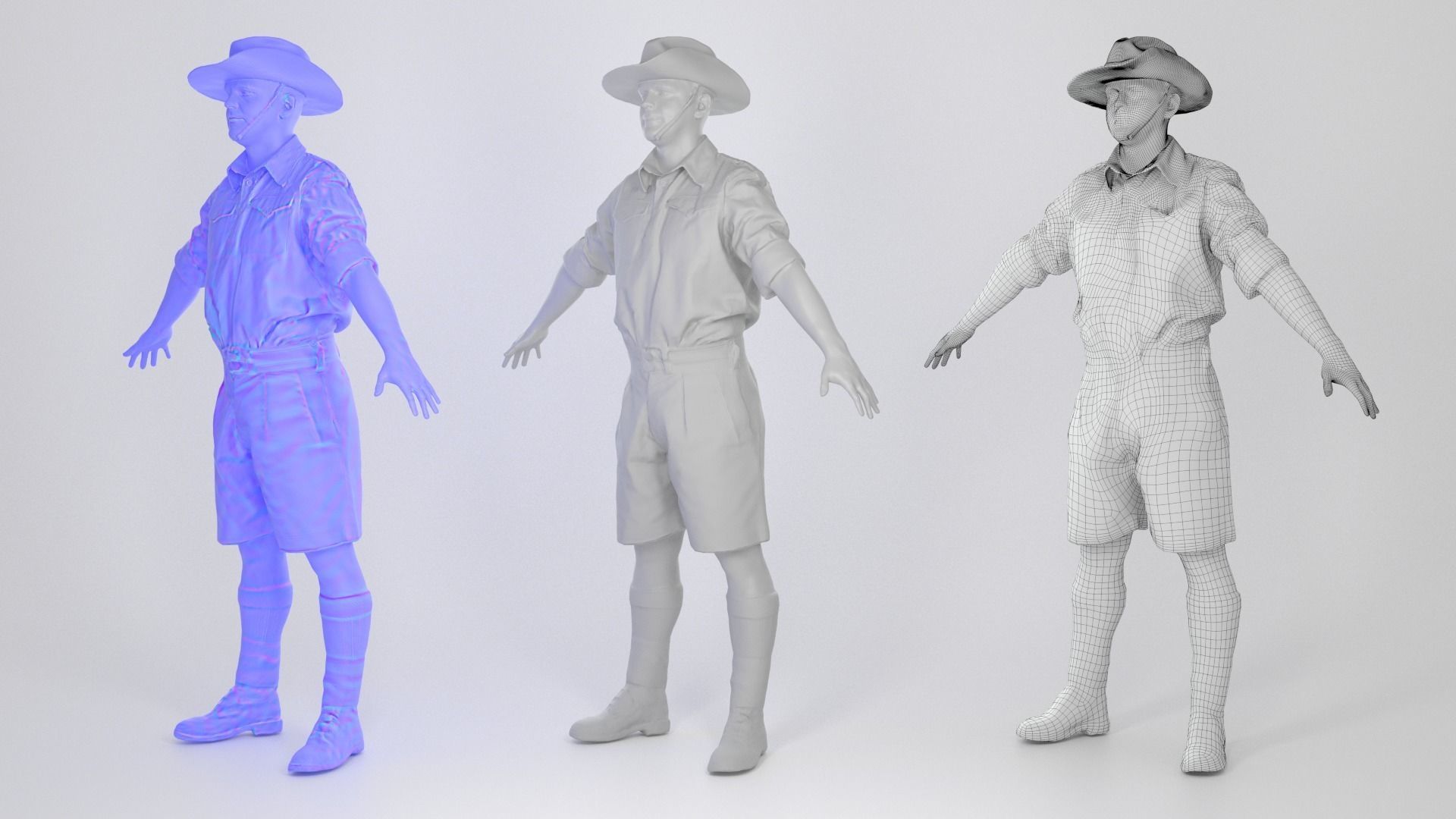 3D model Character of WW 2 Australian soldier in A-pose 149 VR / AR ...