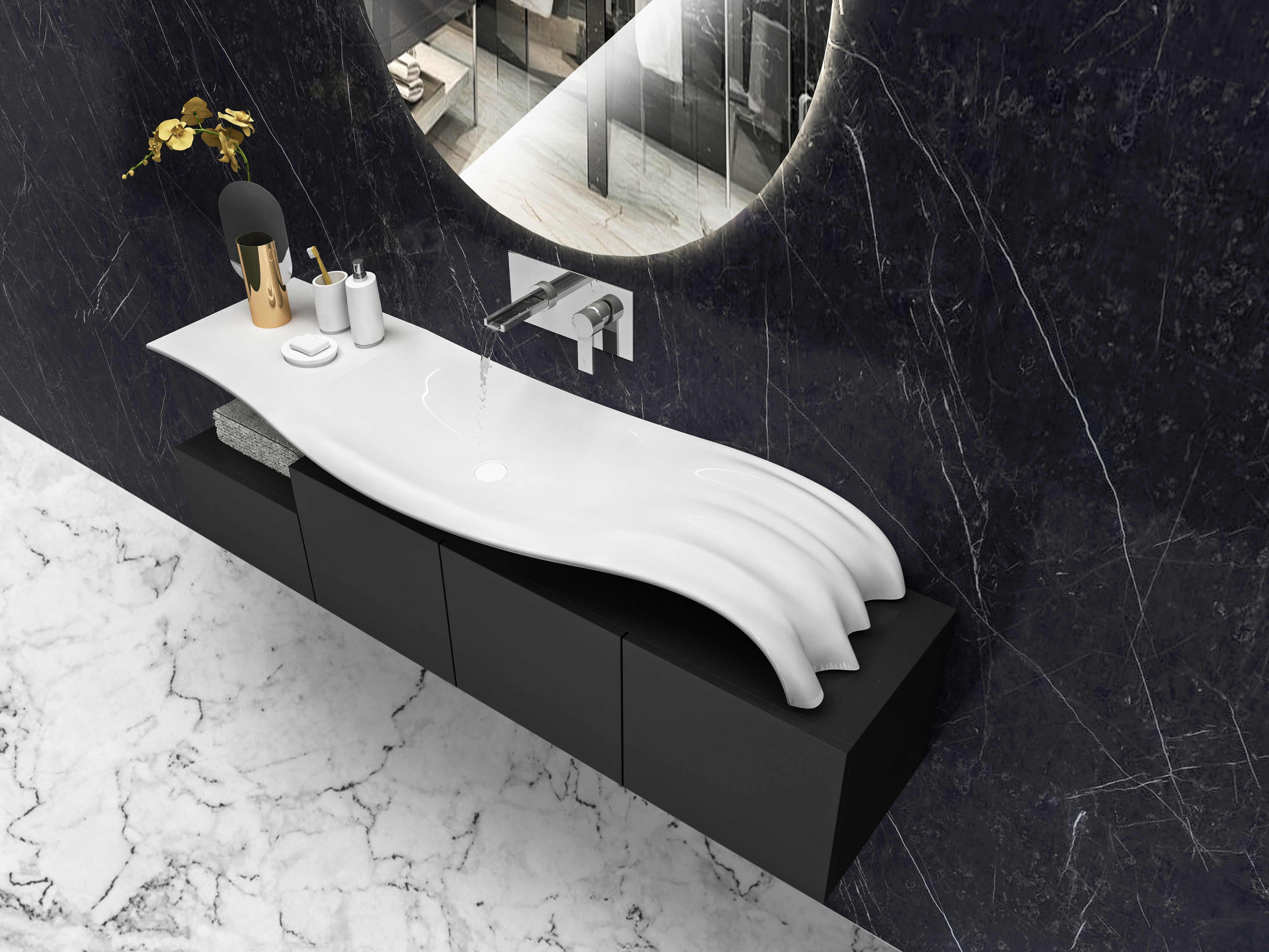 Modern wave washstand concept sink 3D model | CGTrader