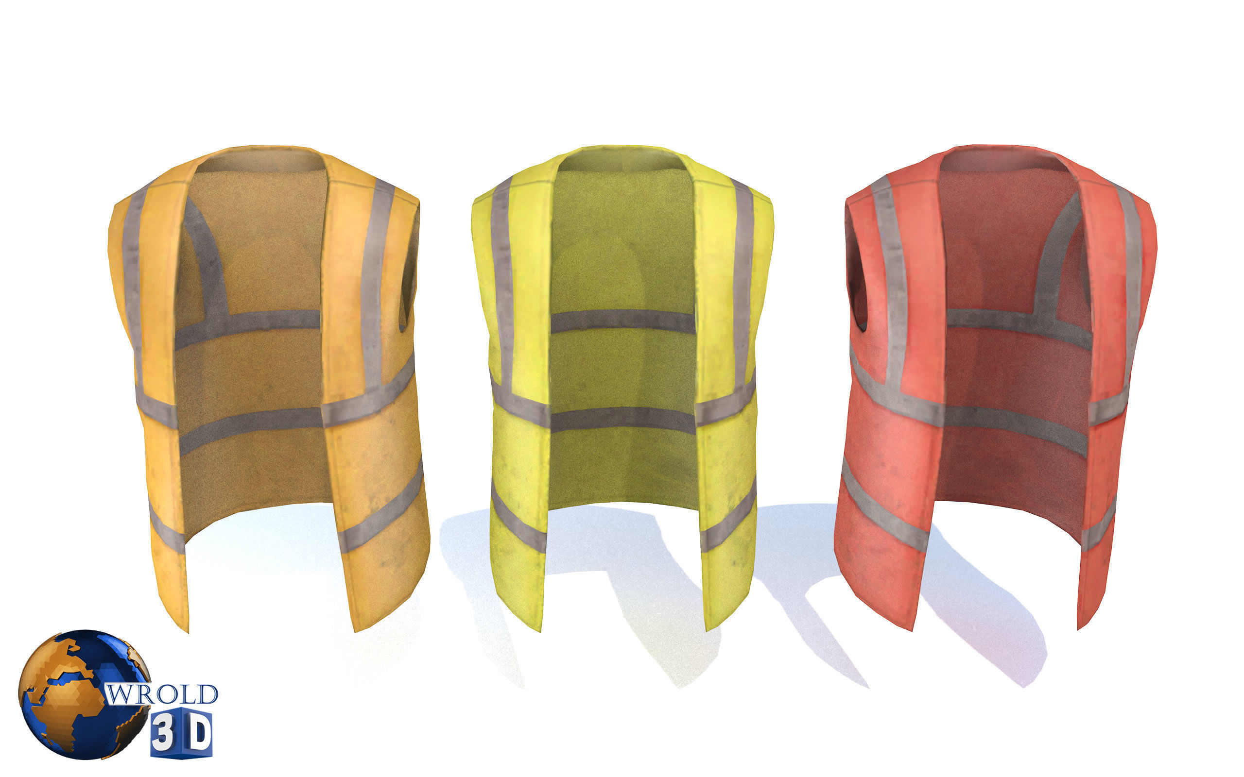 3D model Worker Vest Safety Vest Collection Pack Lowpoly 3D Model VR ...