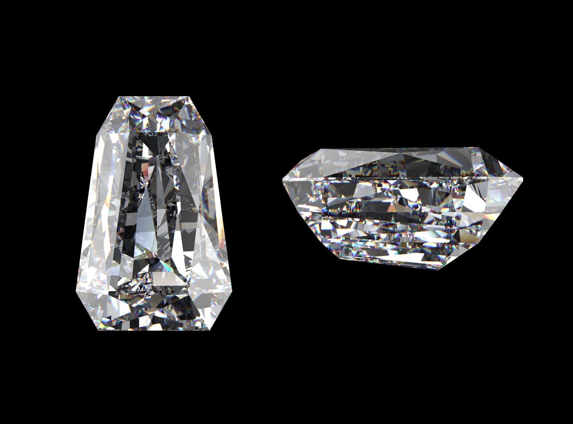 Coffin Cut Diamond - All Sizes 3D model | CGTrader