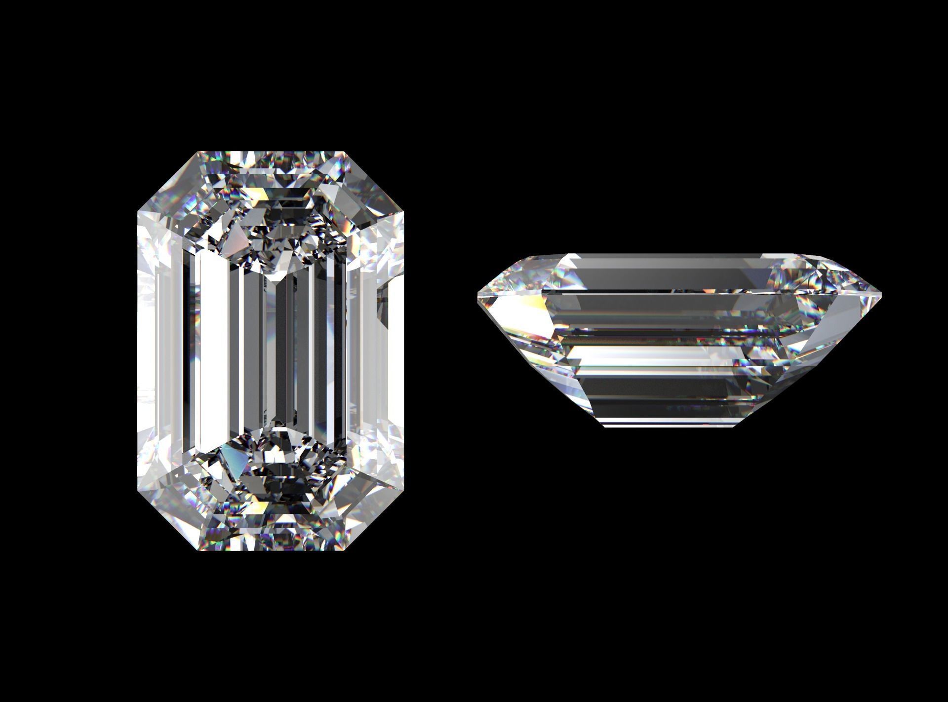 Emerald Cut Diamond - All Sizes 3D model | CGTrader