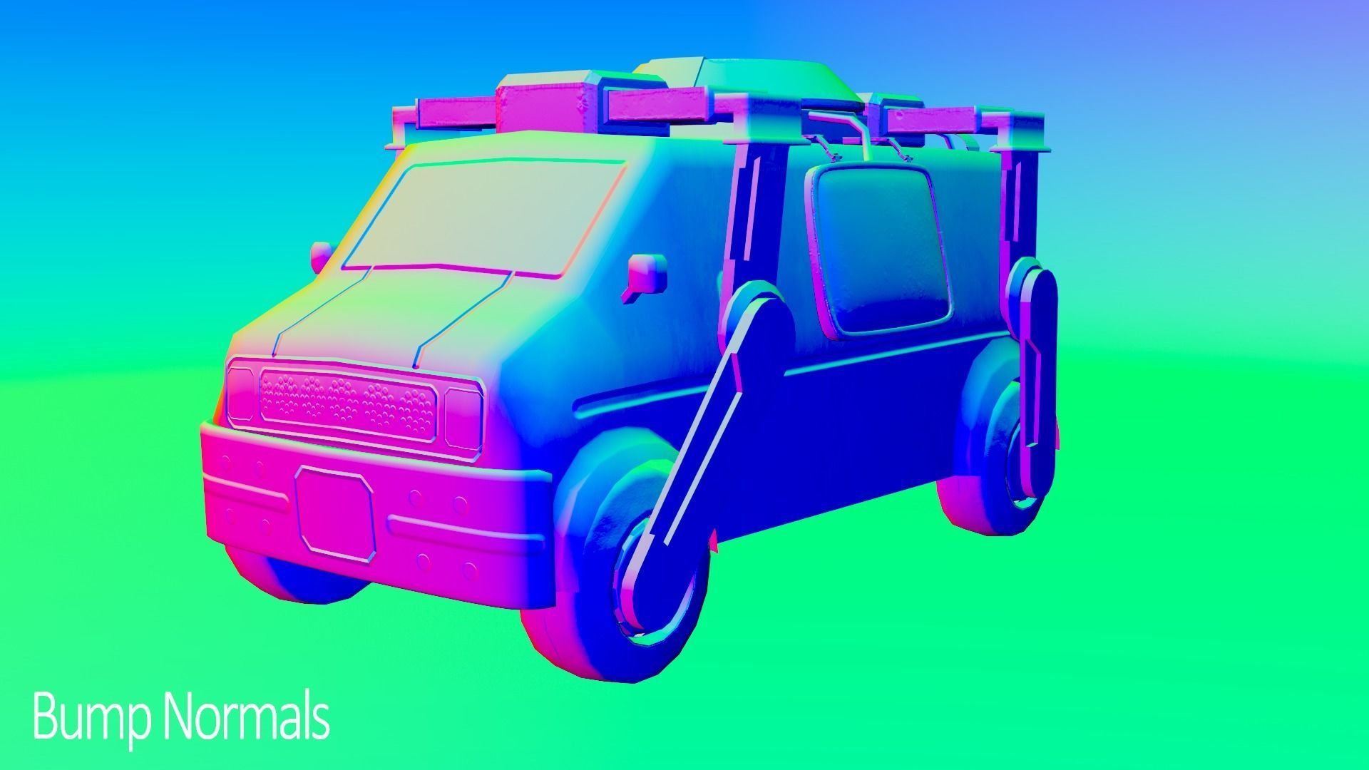 3D model Low-Poly Van truck in grass at night VR / AR / low-poly | CGTrader