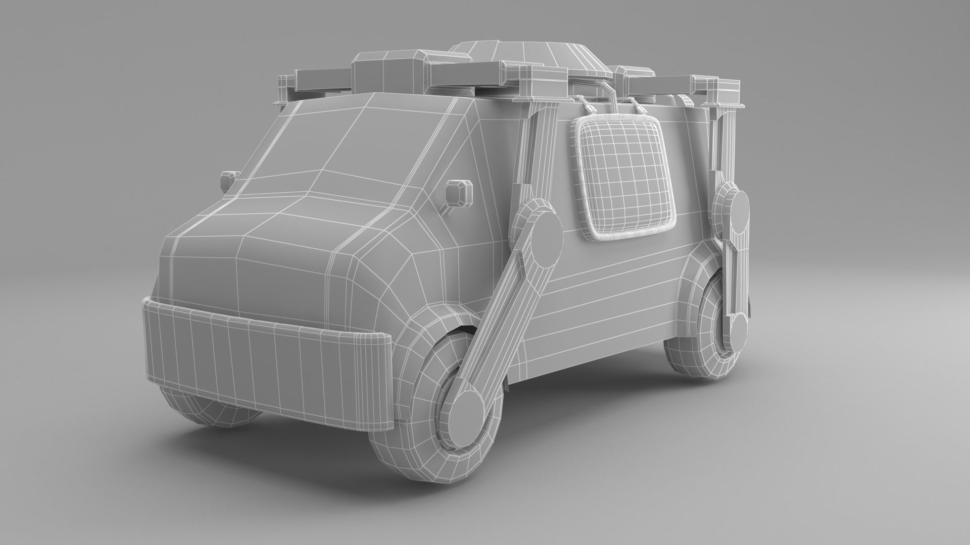 3D model Low-Poly Van truck in grass at night VR / AR / low-poly | CGTrader