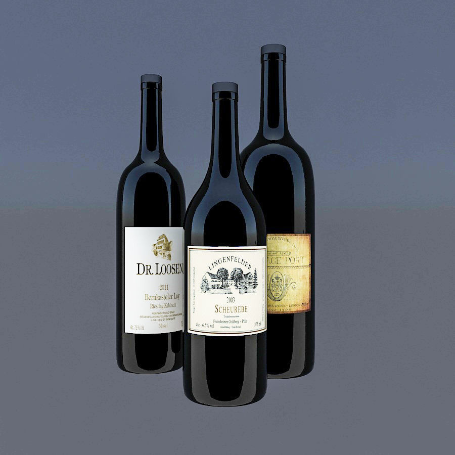 Wine model glasses and bottles on tray 3D model 3D printable | CGTrader