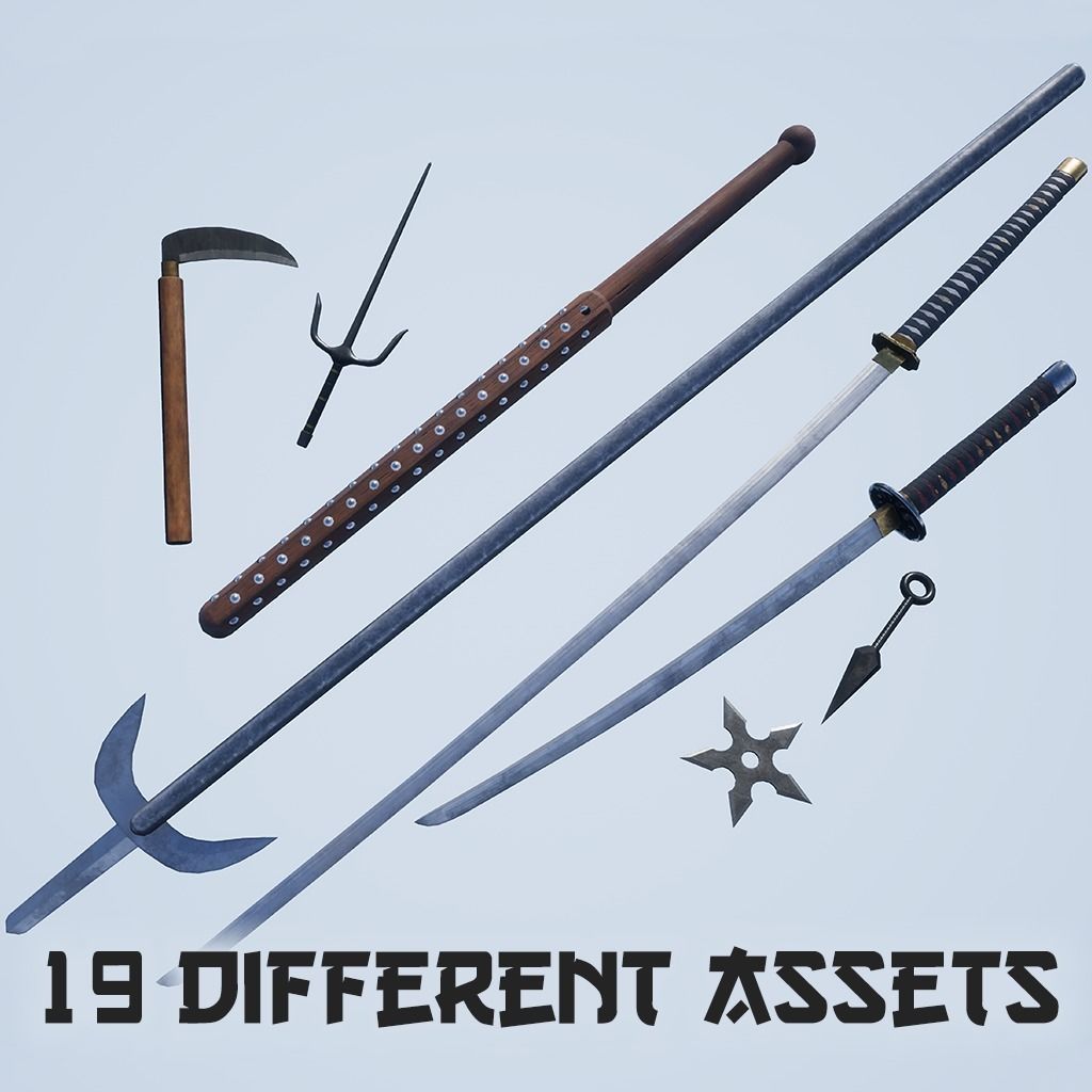 3D model UE4 - Weapons Series - Japan Weapons - Mini Pack VR / AR / low ...