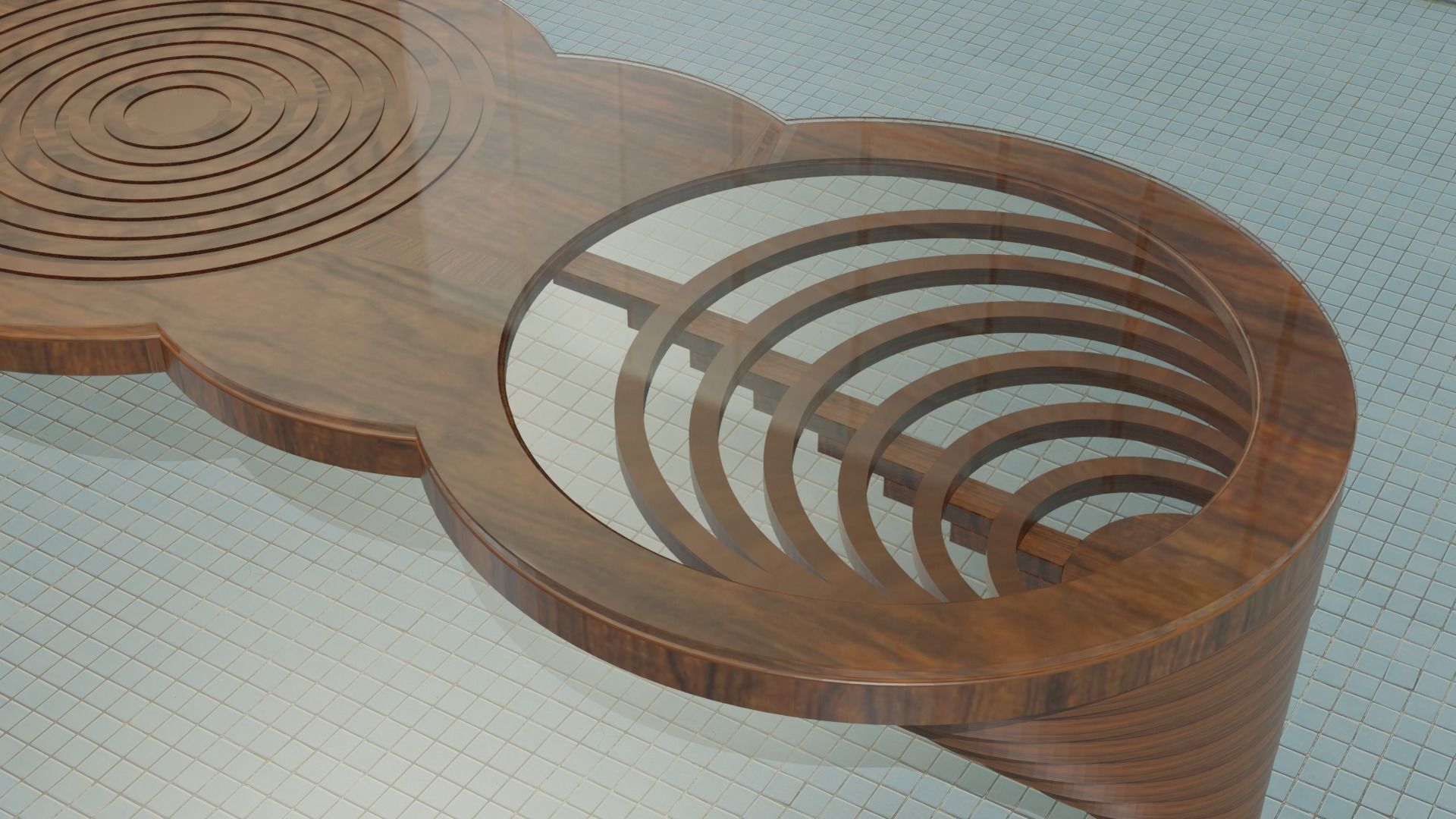 Wood curved table 3D model | CGTrader