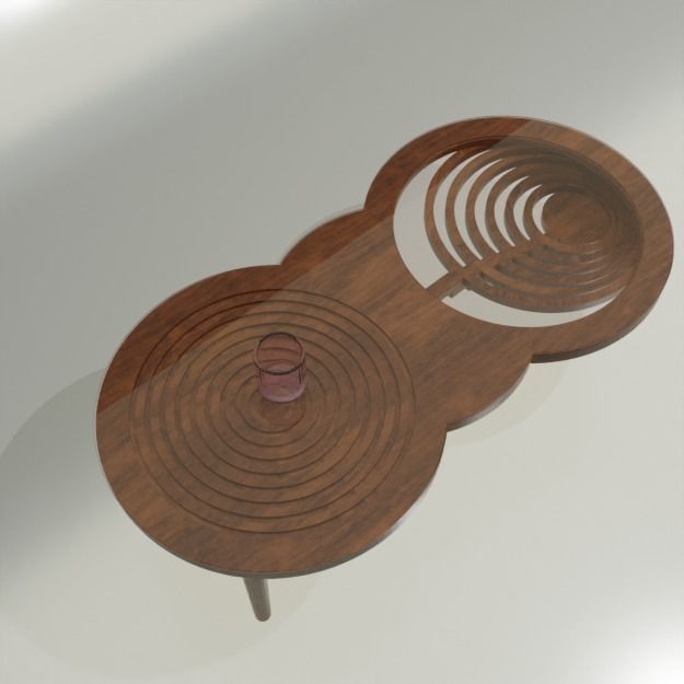 Wood curved table 3D model | CGTrader
