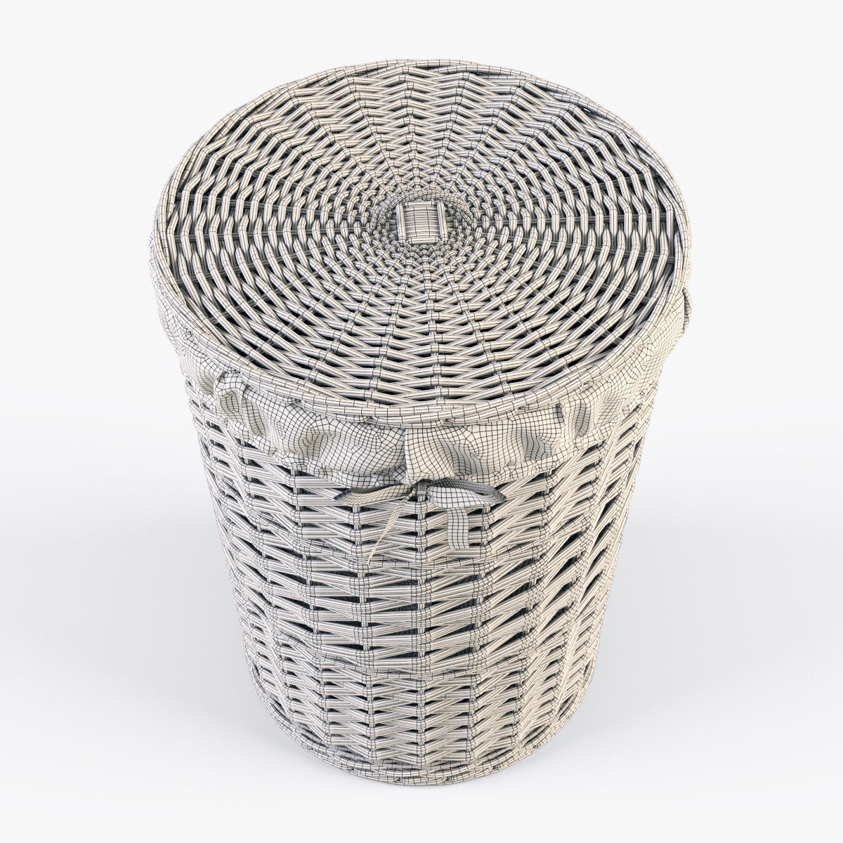 Wicker Laundry Basket 03 Natural Color 3D model | CGTrader