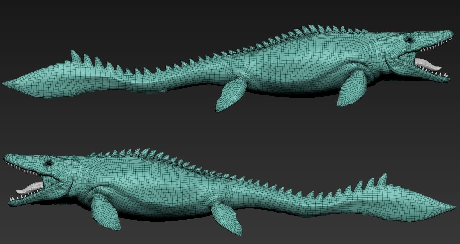 Mosasaurus pair of fish 3D model 3D printable | CGTrader
