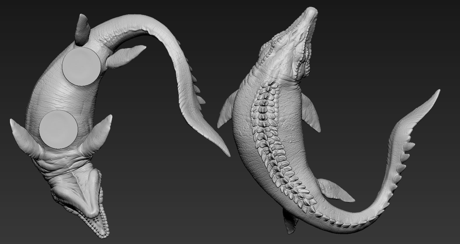 Mosasaurus pair of fish 3D model 3D printable | CGTrader