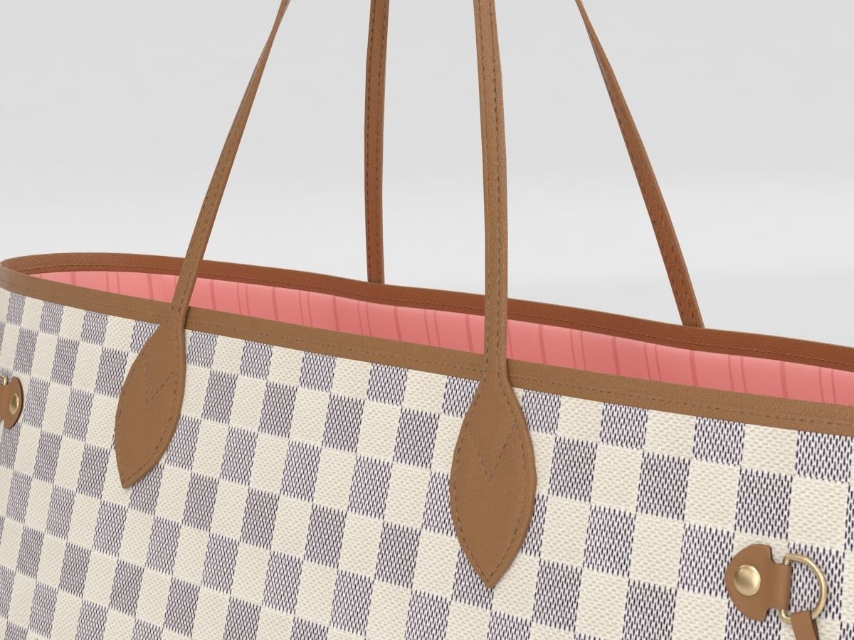 3D model Louis Vuitton Neverfull GM Damier Azur Rose VR / AR / low-poly ...