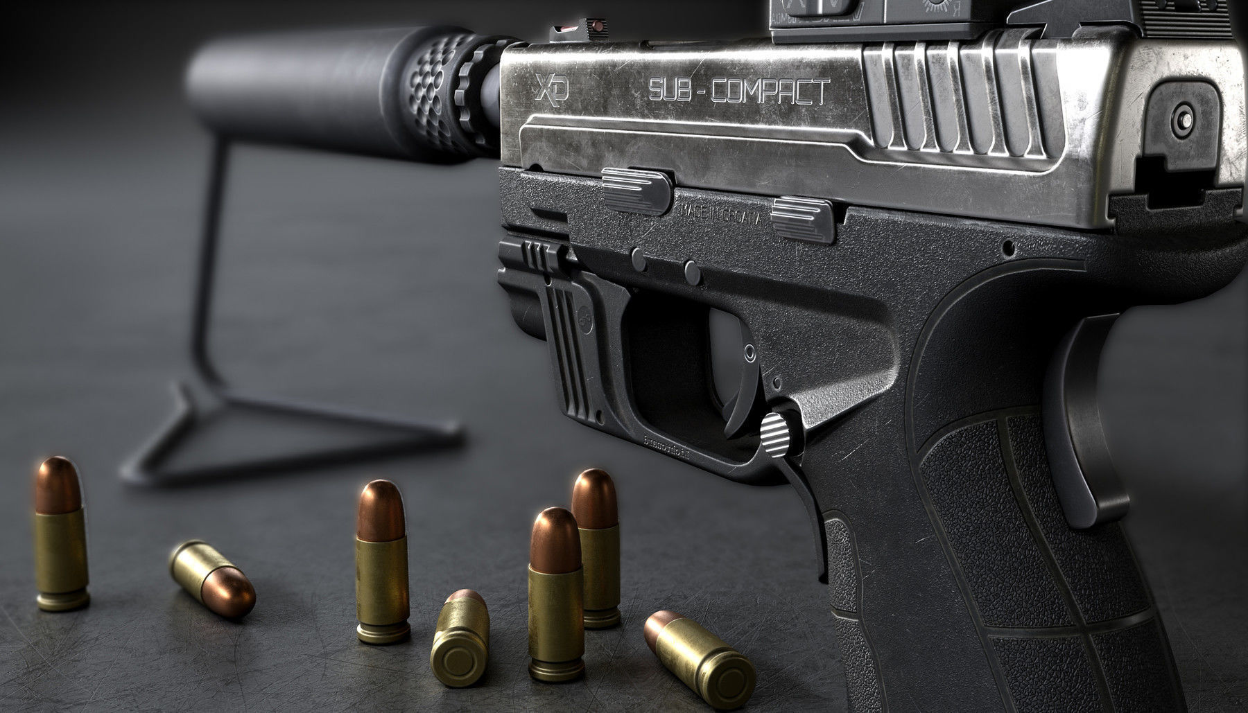 Custom Modified Springfield Handgun 3D model | CGTrader