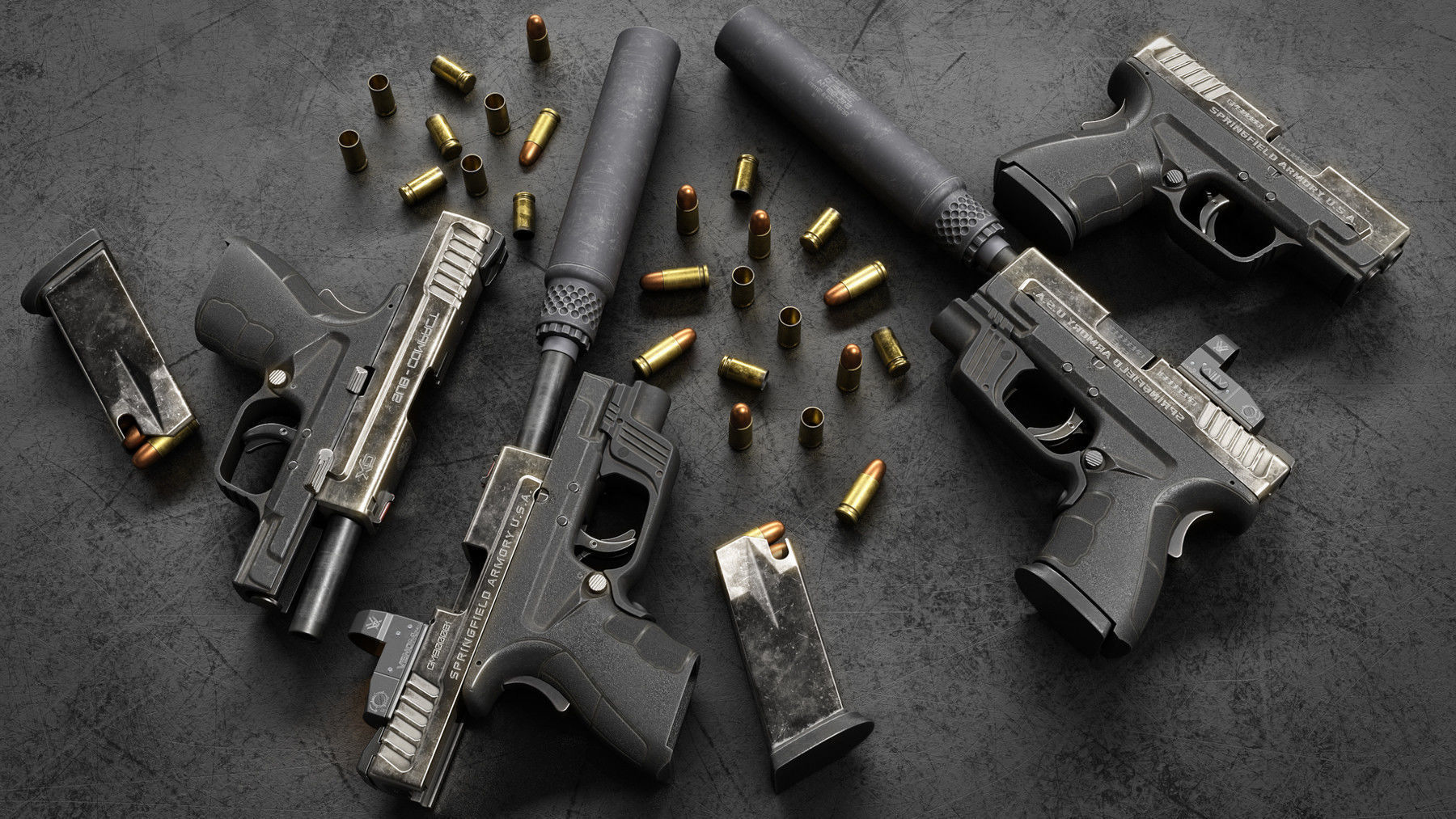 Custom Modified Springfield Handgun 3D model | CGTrader