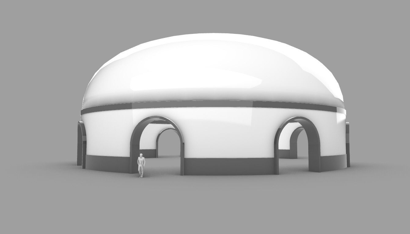 Dome Pavilion with Solid Dome with Top Opening v2 3D model | CGTrader