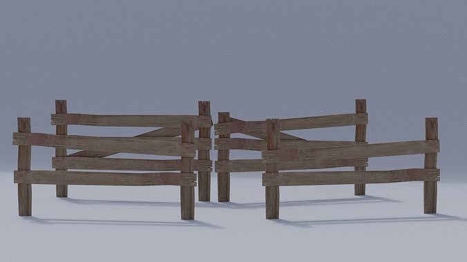 3D model wood fence pack low poly PBR VR / AR / low-poly | CGTrader
