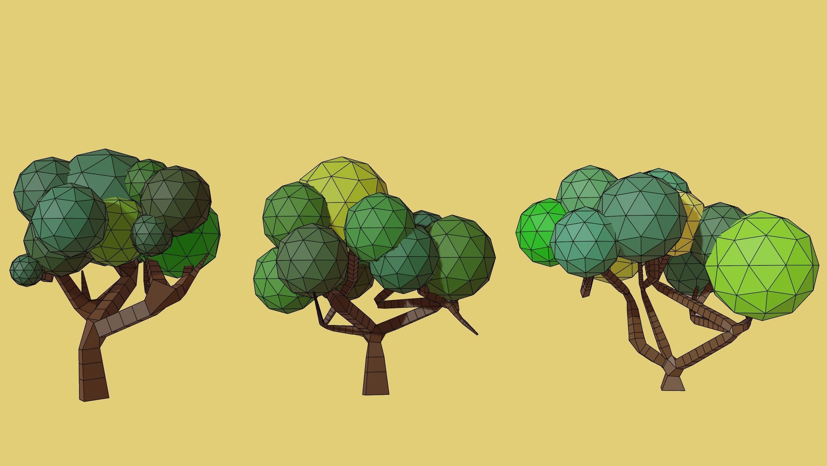 Low Poly Trees tree with leaves free VR / AR / low-poly 3D model | CGTrader