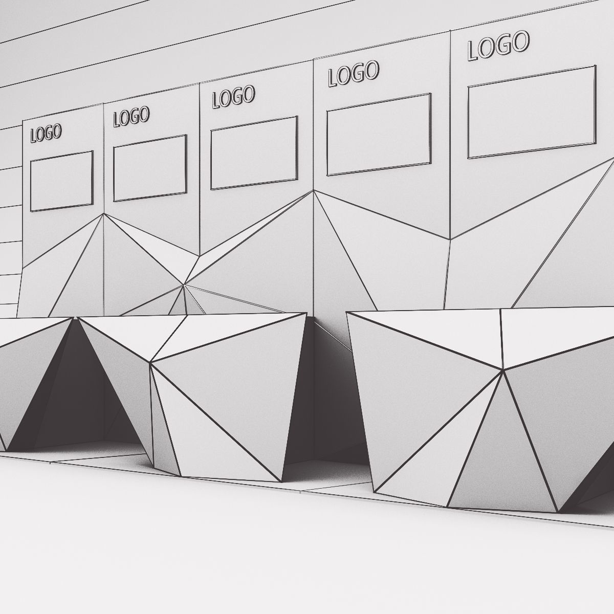Low poly pod display stand with two monitors 3D model | CGTrader