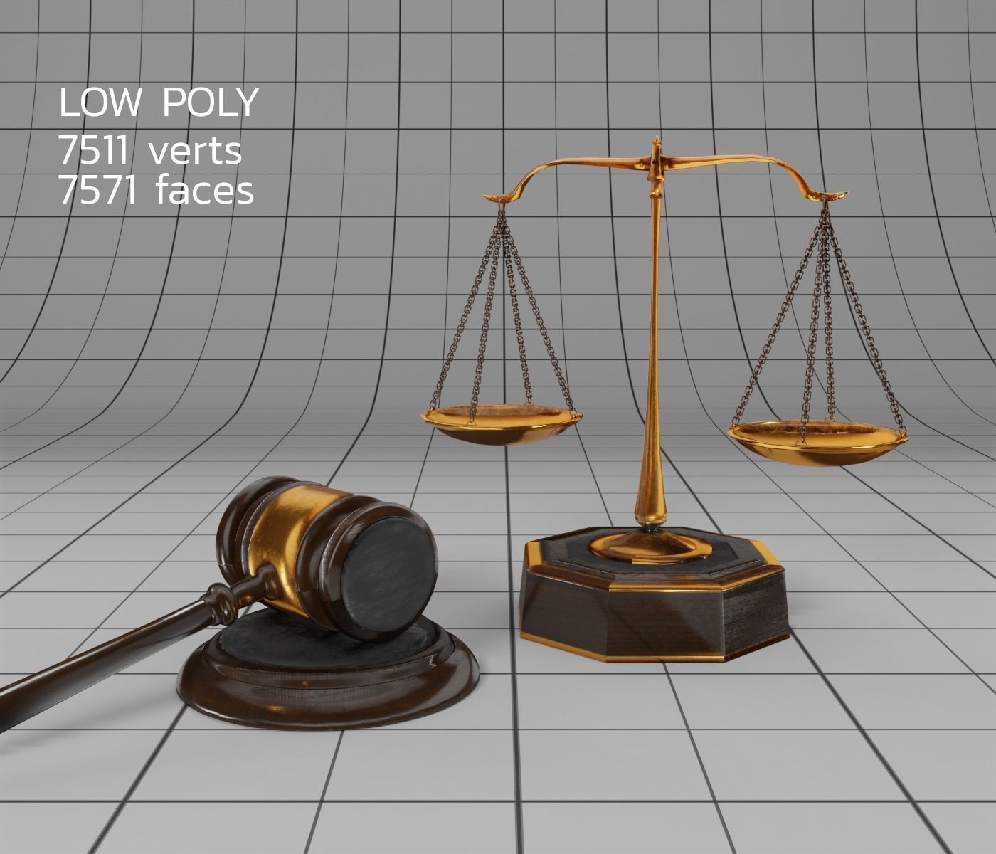 3D model Lawyer Libra and Hammer VR / AR / low-poly | CGTrader