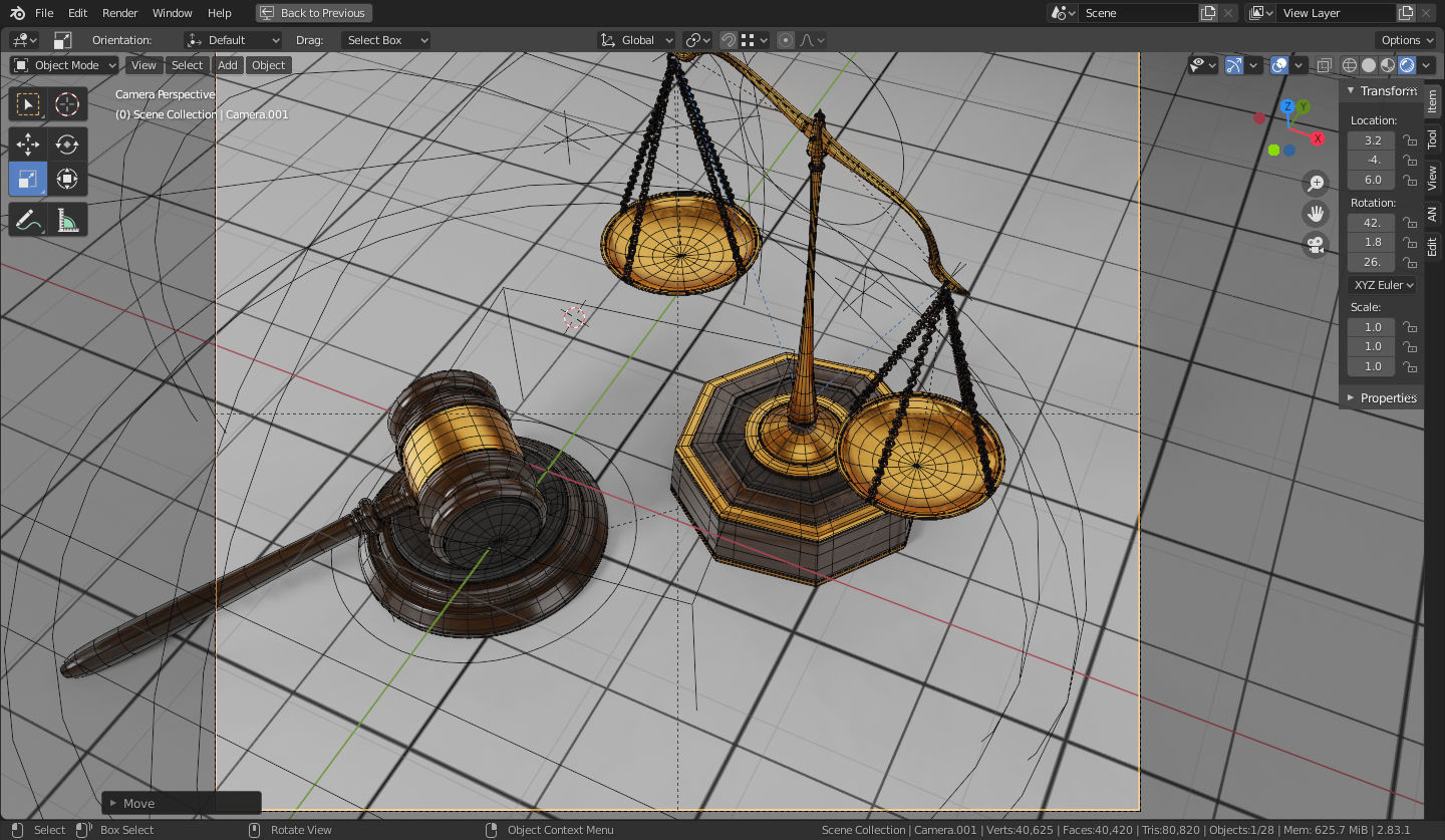 3D model Lawyer Libra and Hammer VR / AR / low-poly | CGTrader