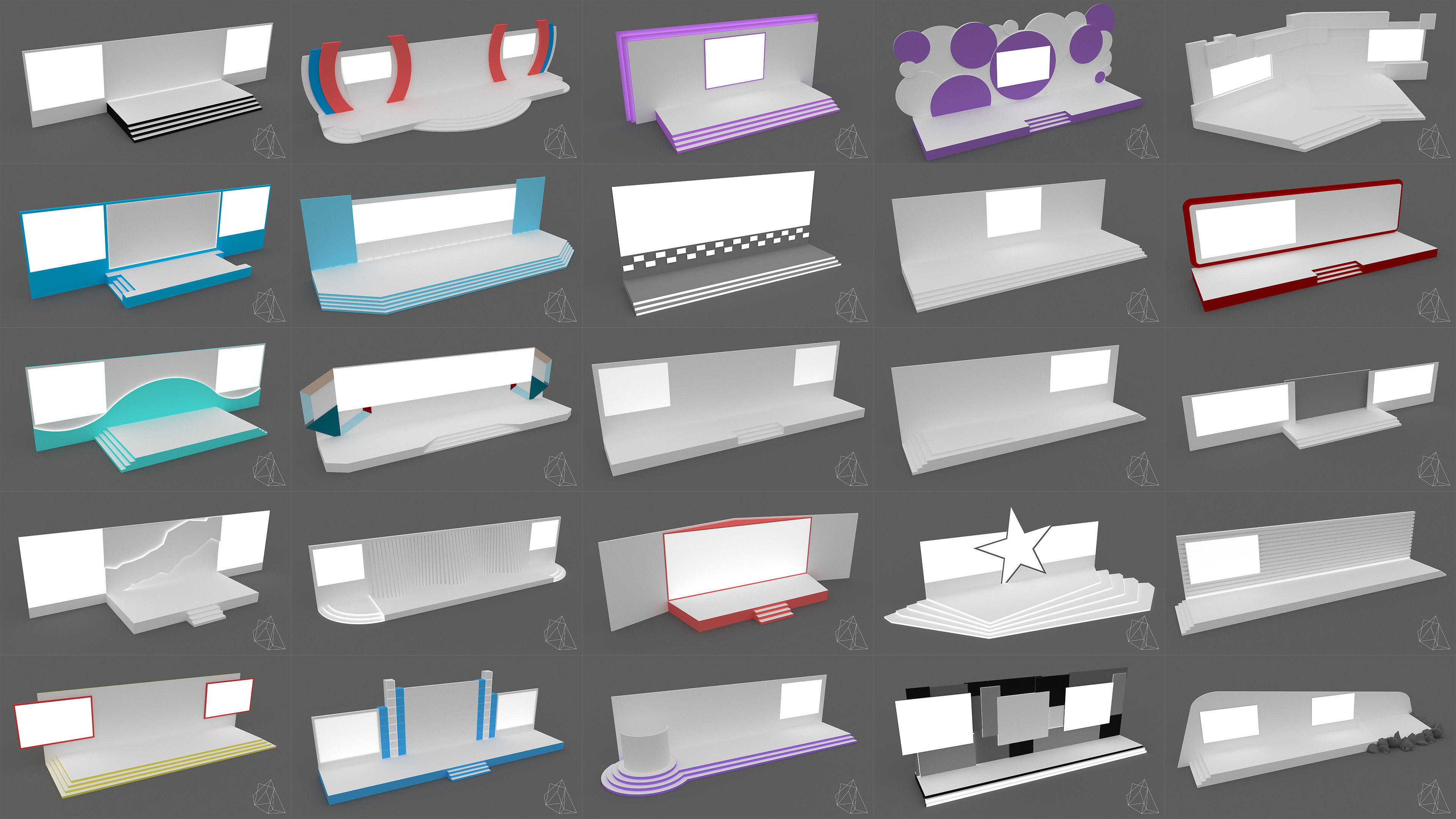 A collection of 25 medium event stages 3D model
