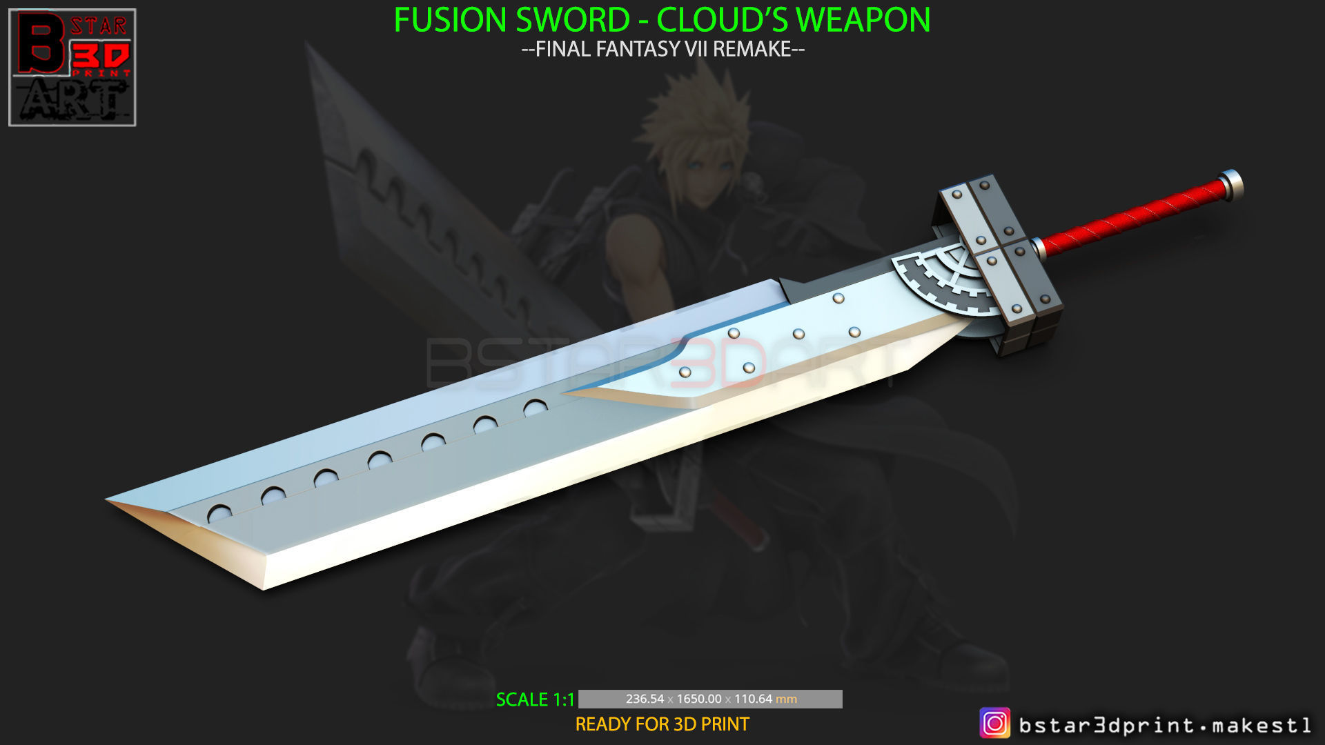 Fusion Sword Cloud - Final Fantasy VII remake 3D model 3D printable ...