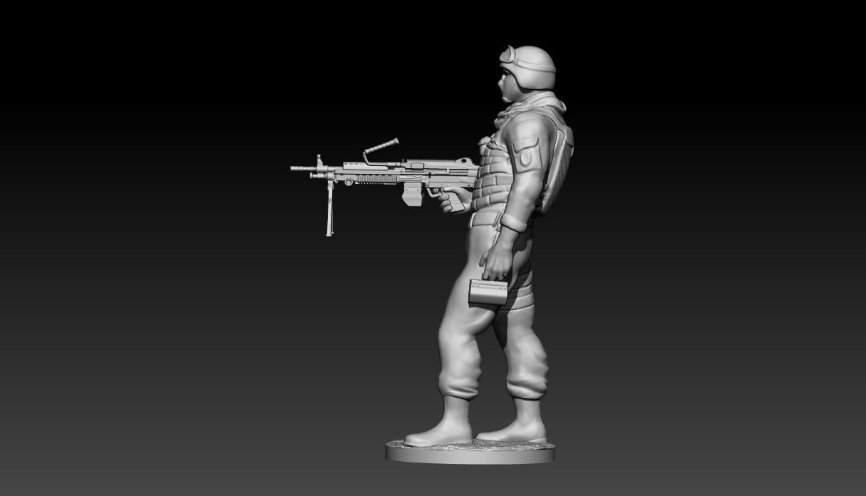 good luck soldier with machine gun 3D model 3D printable | CGTrader