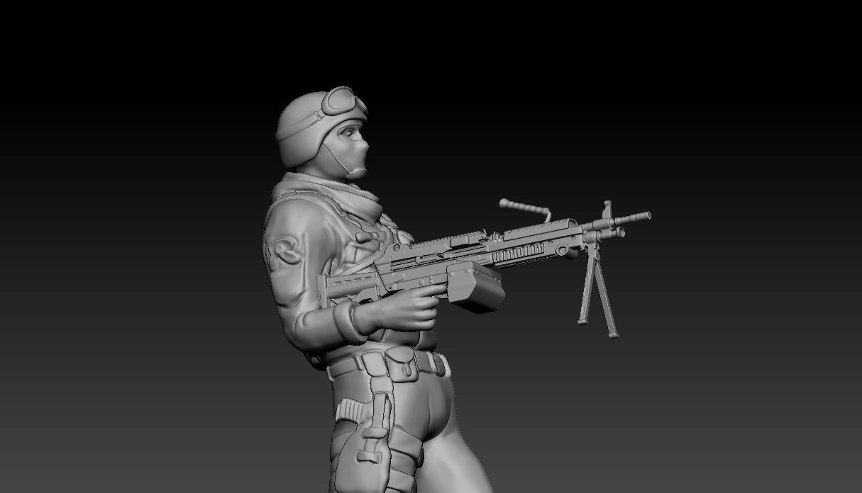 good luck soldier with machine gun 3D model 3D printable | CGTrader