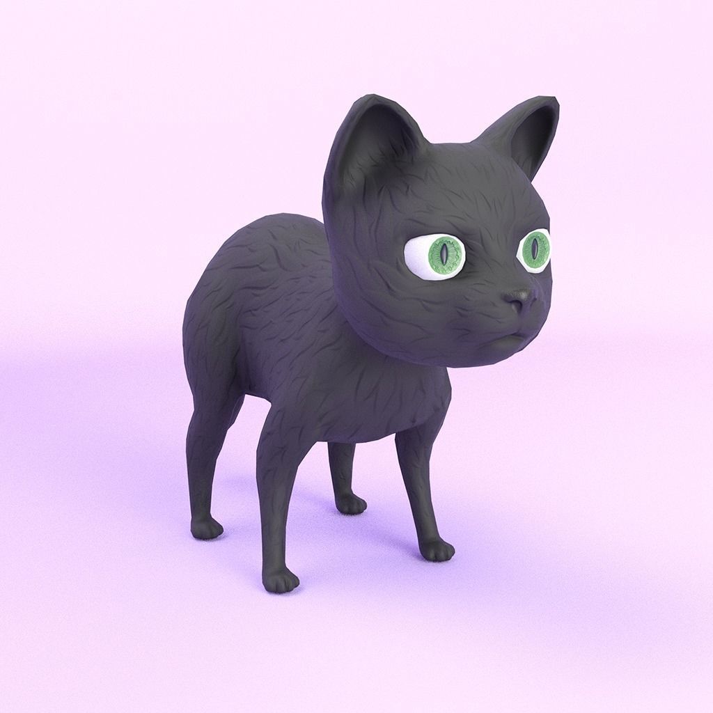 3D model Stylized cat VR / AR / low-poly | CGTrader