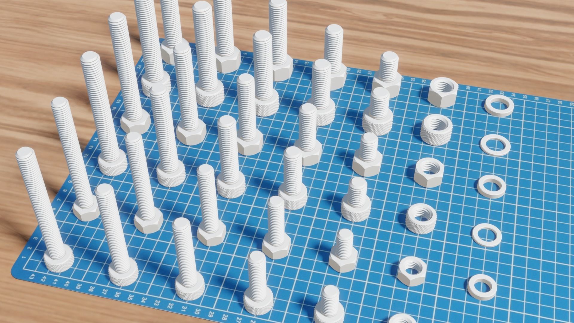 Set of bolts and nuts 3D Printable 3D model 3D printable | CGTrader