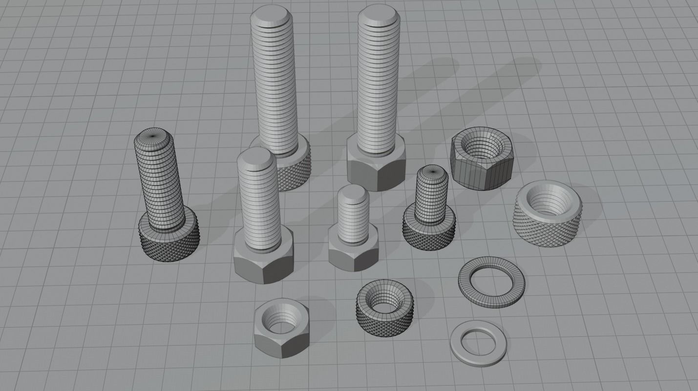 Set of bolts and nuts 3D Printable 3D model 3D printable | CGTrader