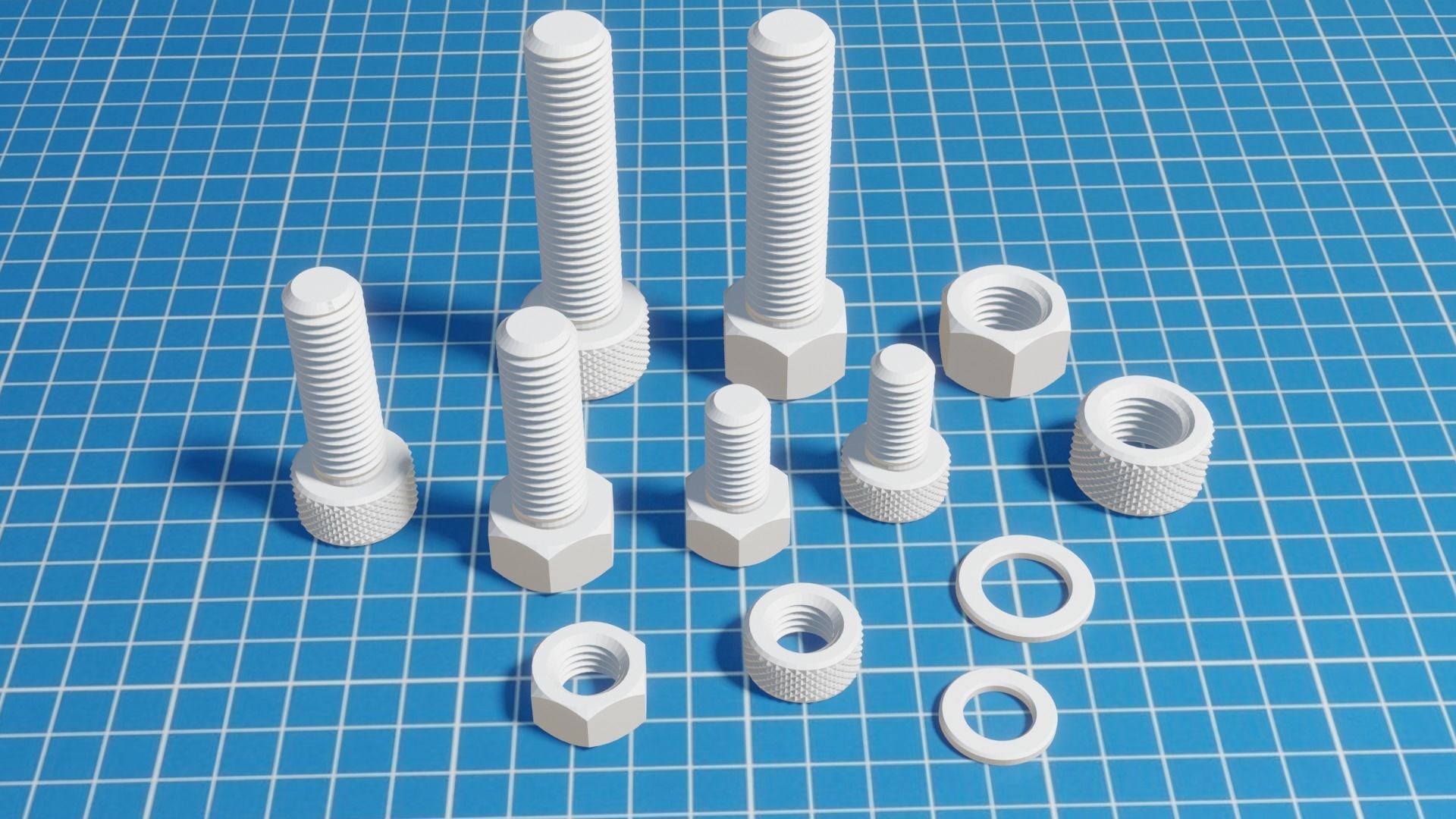 Set of bolts and nuts 3D Printable 3D model 3D printable | CGTrader